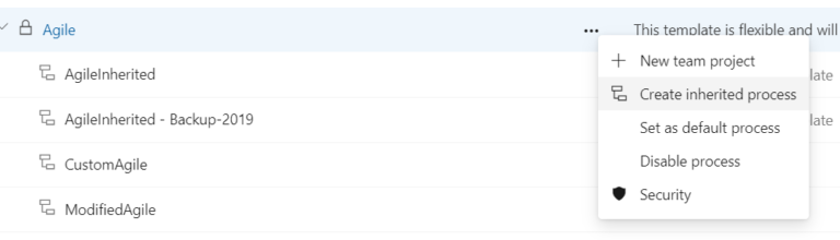 Creating A New Inherited Process From Agile Template In Azure Devops Azuredevops Guide