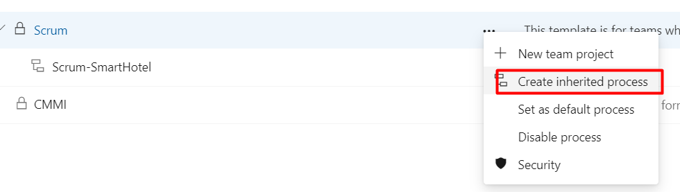 Creating A New Inherited Process From Scrum Template In Azure Devops Azuredevops Guide
