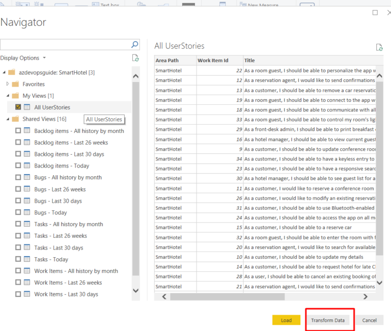 Using Powerbis Inbuilt Azure Devops Connector To Get Data