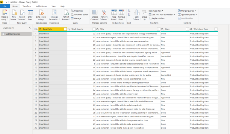 Using PowerBI’s inbuilt Azure DevOps connector to get data – AzureDevOps Guide