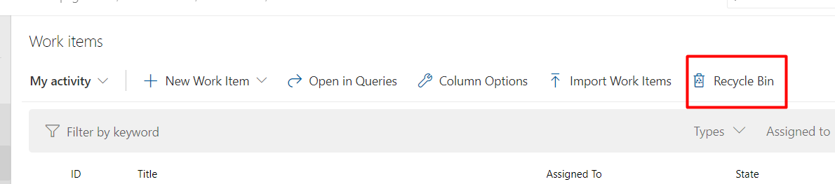 Recycle Bin for WorkItems in Azure DevOps