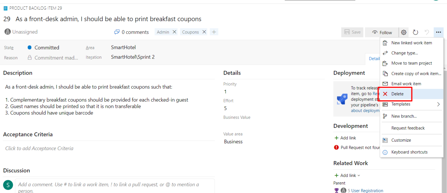How to delete a workitem in Azure DevOps – AzureDevOps Guide