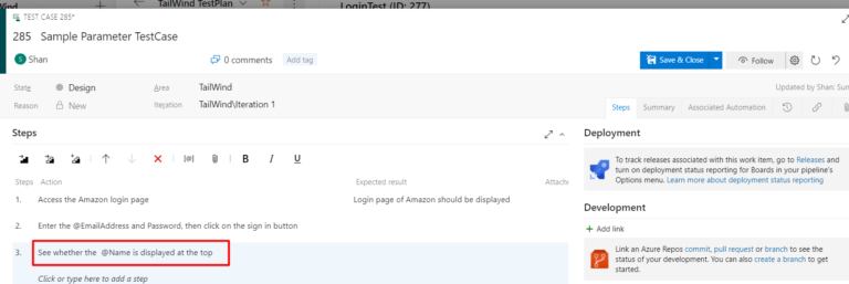 Inserting A Parameter In The Testcase In Azure Testplans Azuredevops Guide