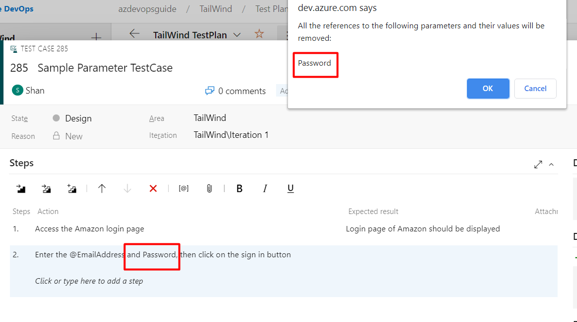 Removing A Parameter From A Testcase In Azure Testplans Azure Devops Azuredevops Guide