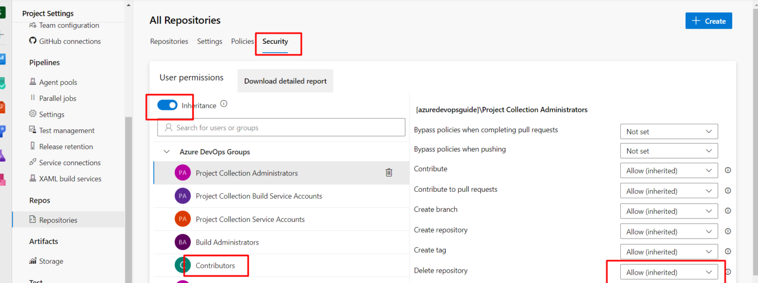 Setting Delete Repository Permissions For An Project In Azure Devops Azuredevops Guide