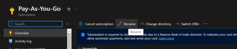 Renaming a Azure Subscription – AzureDevOps Guide